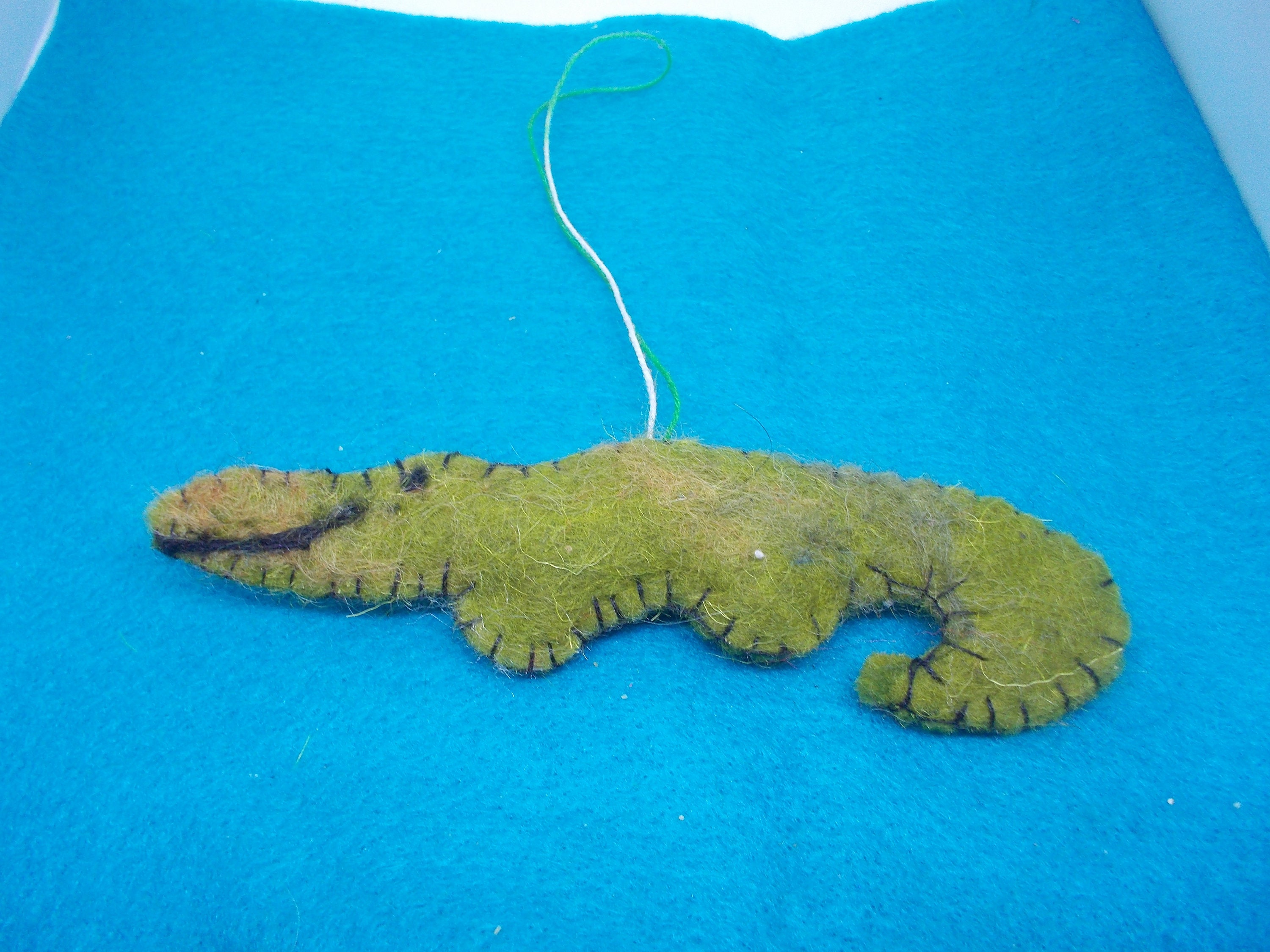 Handmade Eco Felt Green Alligator Gator Holiday Ornament Home Décor ...