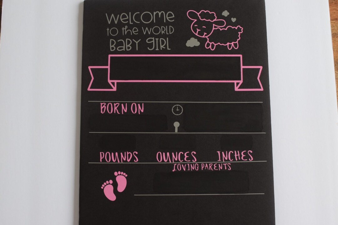 Stat Board Baby Girl Announcement Milestones Chalk Pen Reusable Baby ...