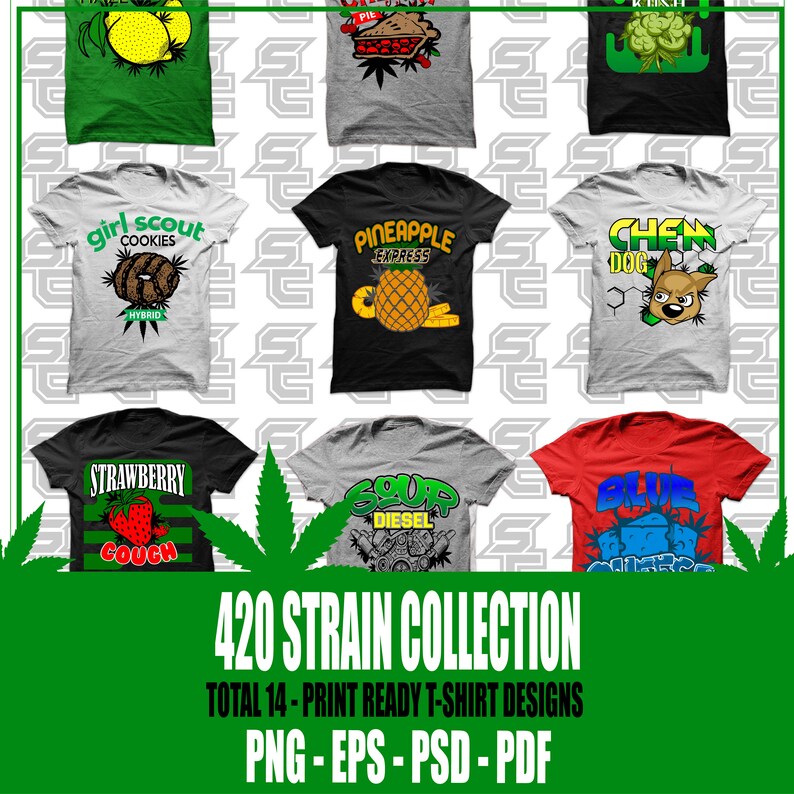 420 Graphic Clipart T Shirt Design Bundle 150 Cannabis Weed - Etsy