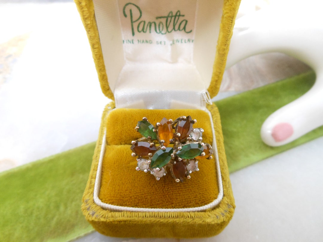 Vintage PANETTA Ring Cocktail Statement Sterling Silver Crystal ...