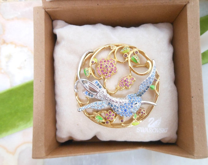 Vintage SWAROVSKI Hummingbird Brooch Garden Of Tranquillity 2003 Swan ...