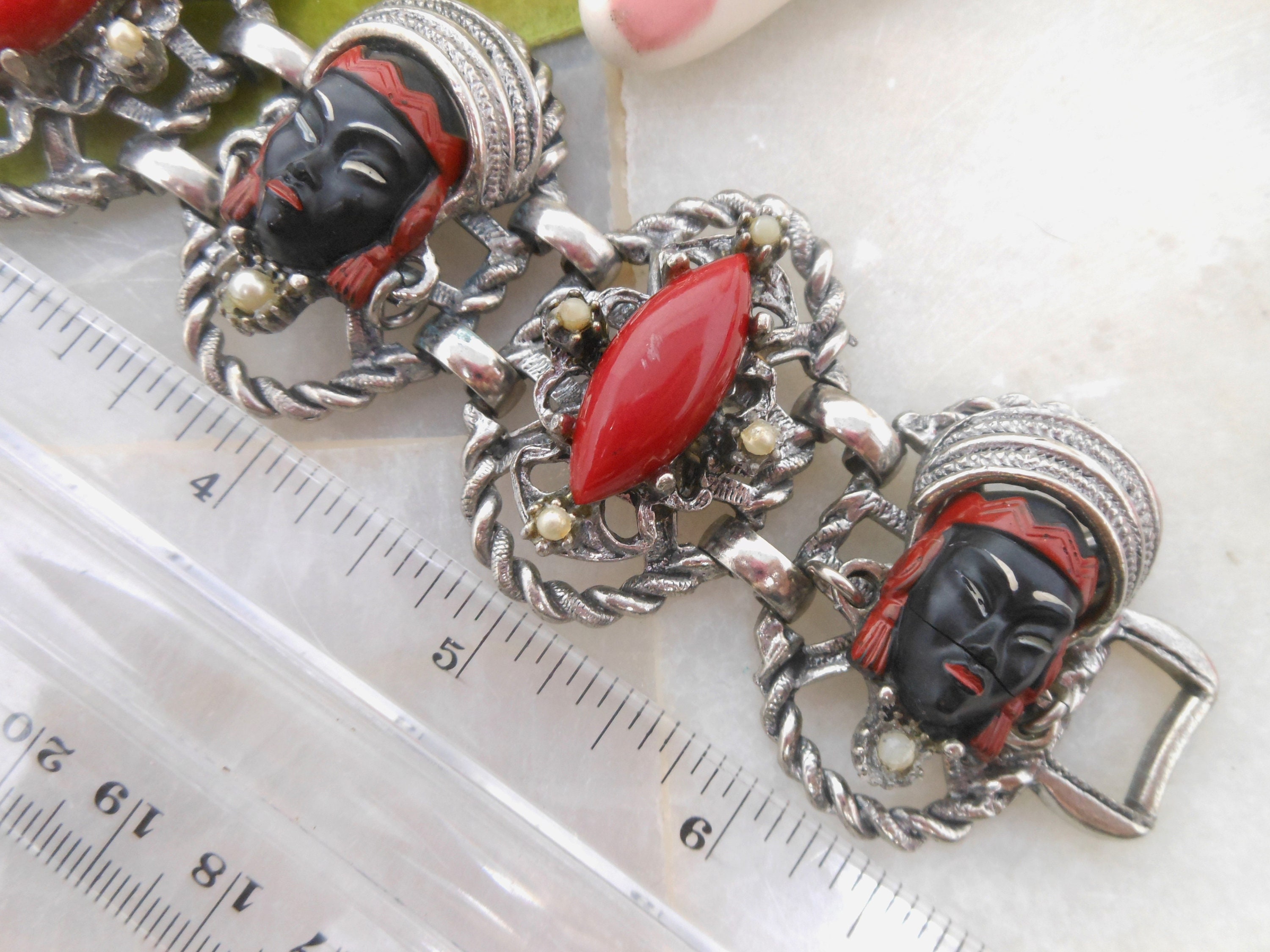 Vintage SELRO SELINI Chunky Bracelet African Princess Mask | Etsy