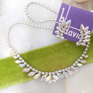Vintage B DAVID Necklace Earrings Set Crystal Rhinestone Clip on ...