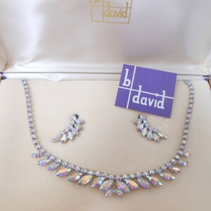 Vintage B DAVID Necklace Earrings Set Crystal Rhinestone Clip on ...