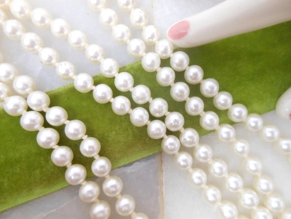 Vintage Flapper Pearl Necklace Bead Beaded Long Faux Pearl - Etsy