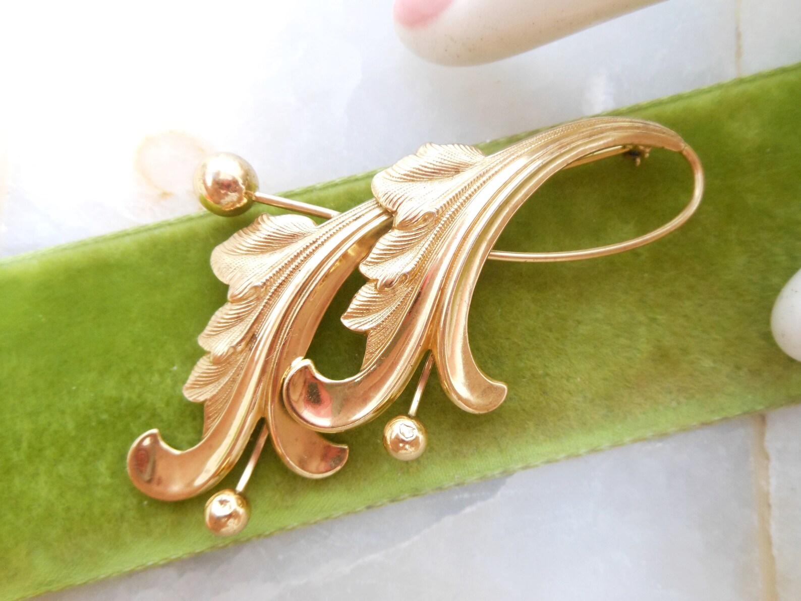 Vintage FORSTNER STERLING SILVER Brooch Gold Vermiel Flower Pin 925 ...