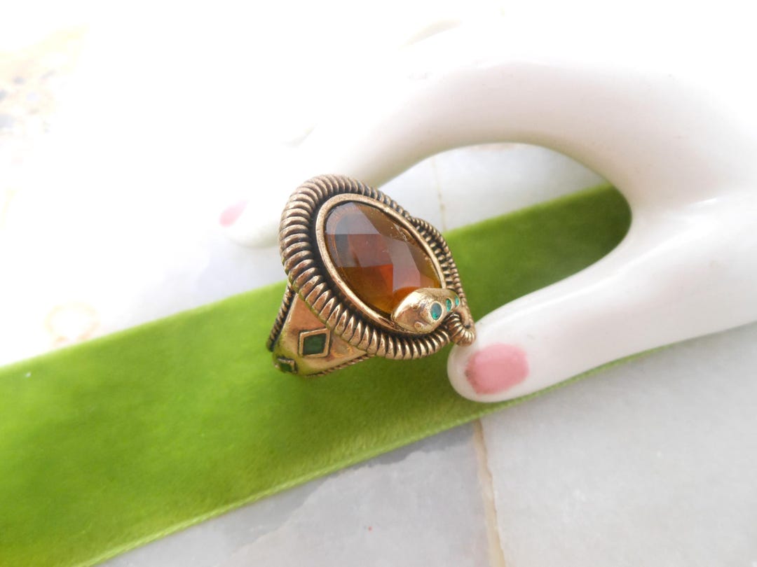 Vintage Snake Statement Ring Chunky Bold Size 7.5 Topaz Runway Cocktail Jewelry, Vivianjoel.com ...