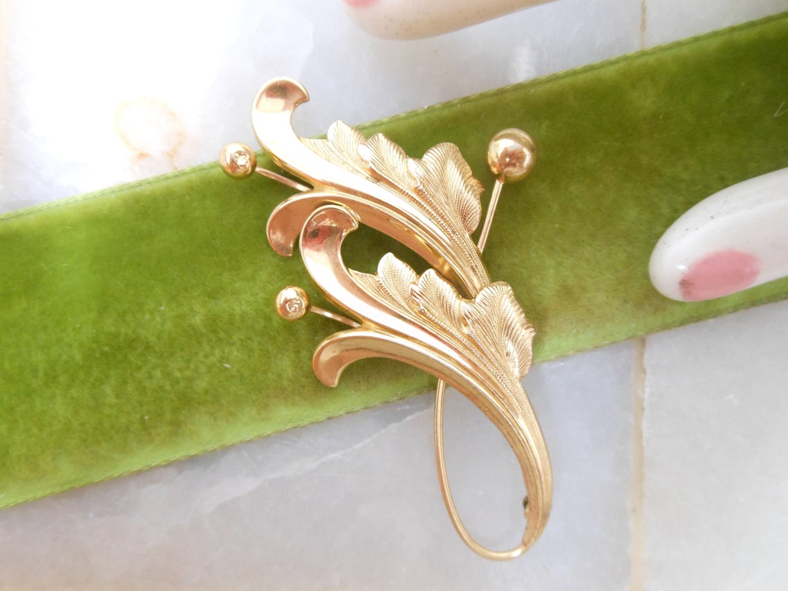 Vintage FORSTNER STERLING SILVER Brooch Gold Vermiel Flower Pin 925 ...