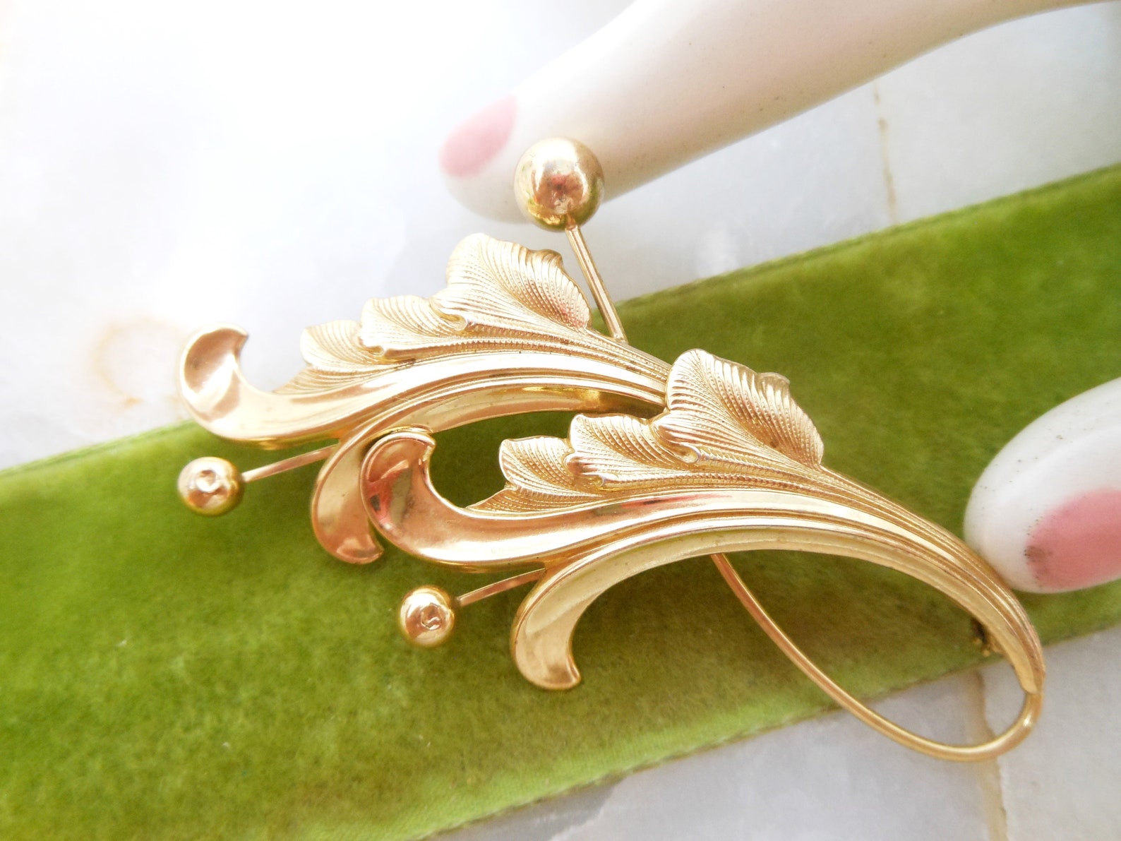 Vintage FORSTNER STERLING SILVER Brooch Gold Vermiel Flower Pin 925 ...