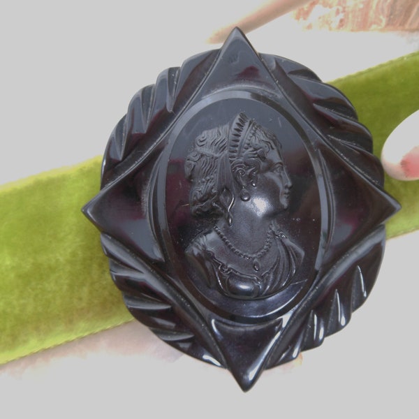 Black Bakelite Cameo - Etsy