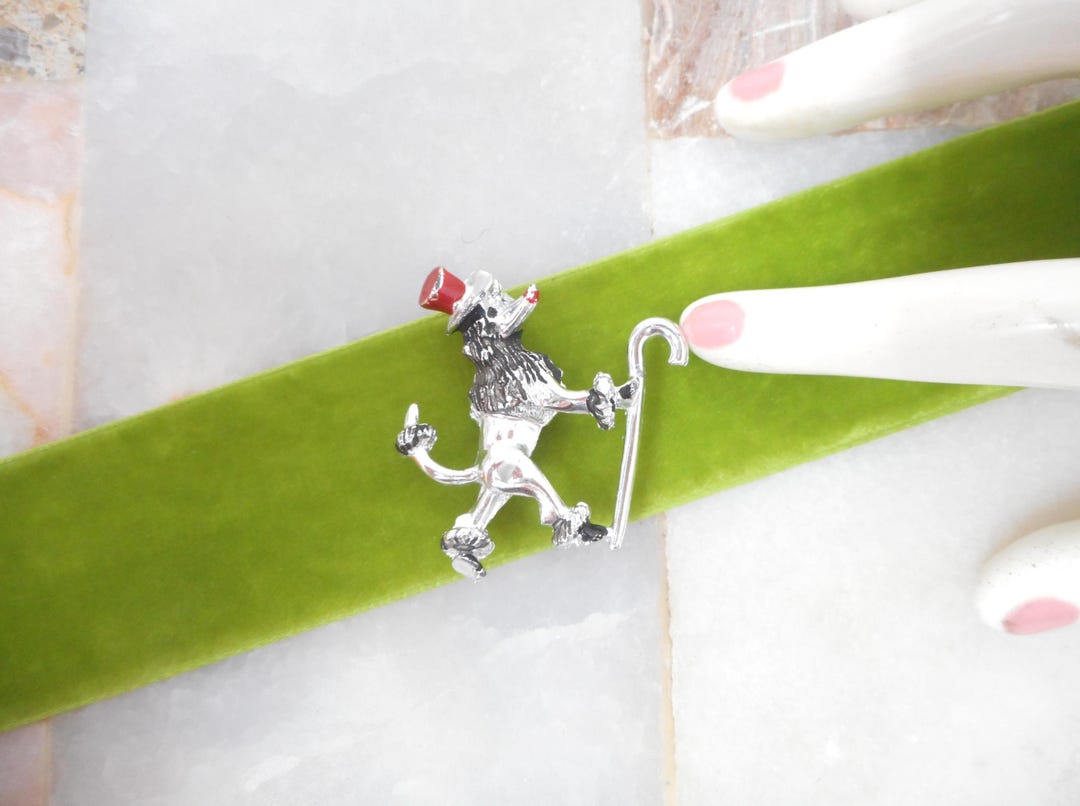 Vintage Top Hat Poodle Brooch Dog Pin Red Enamel Anthropomorphic ...