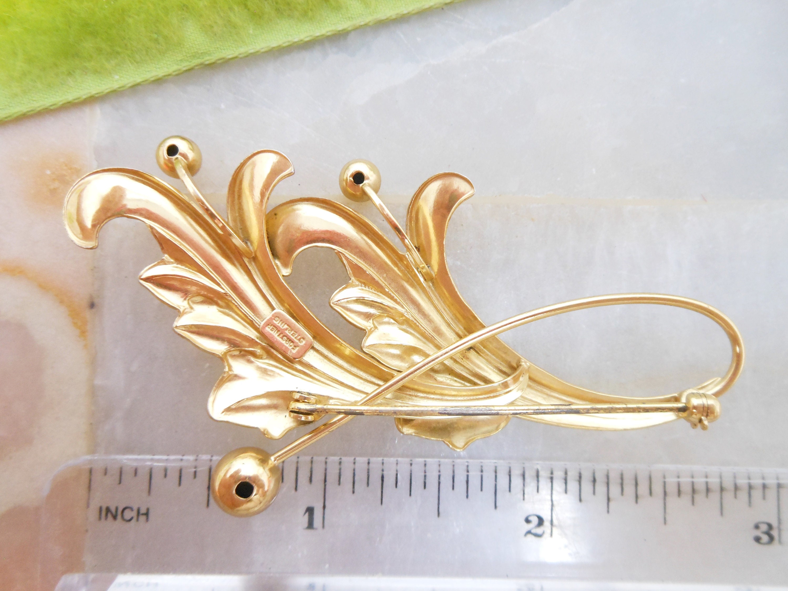 Vintage FORSTNER STERLING SILVER Brooch Gold Vermiel Flower Pin 925 ...