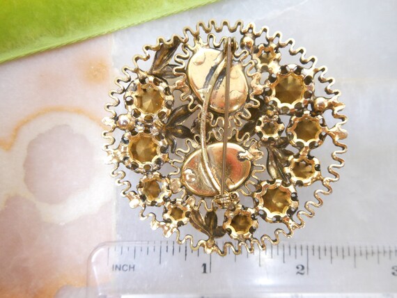 Vintage AUSTRIA Ornate Brooch Crystal Pin Rhinestone … - Gem