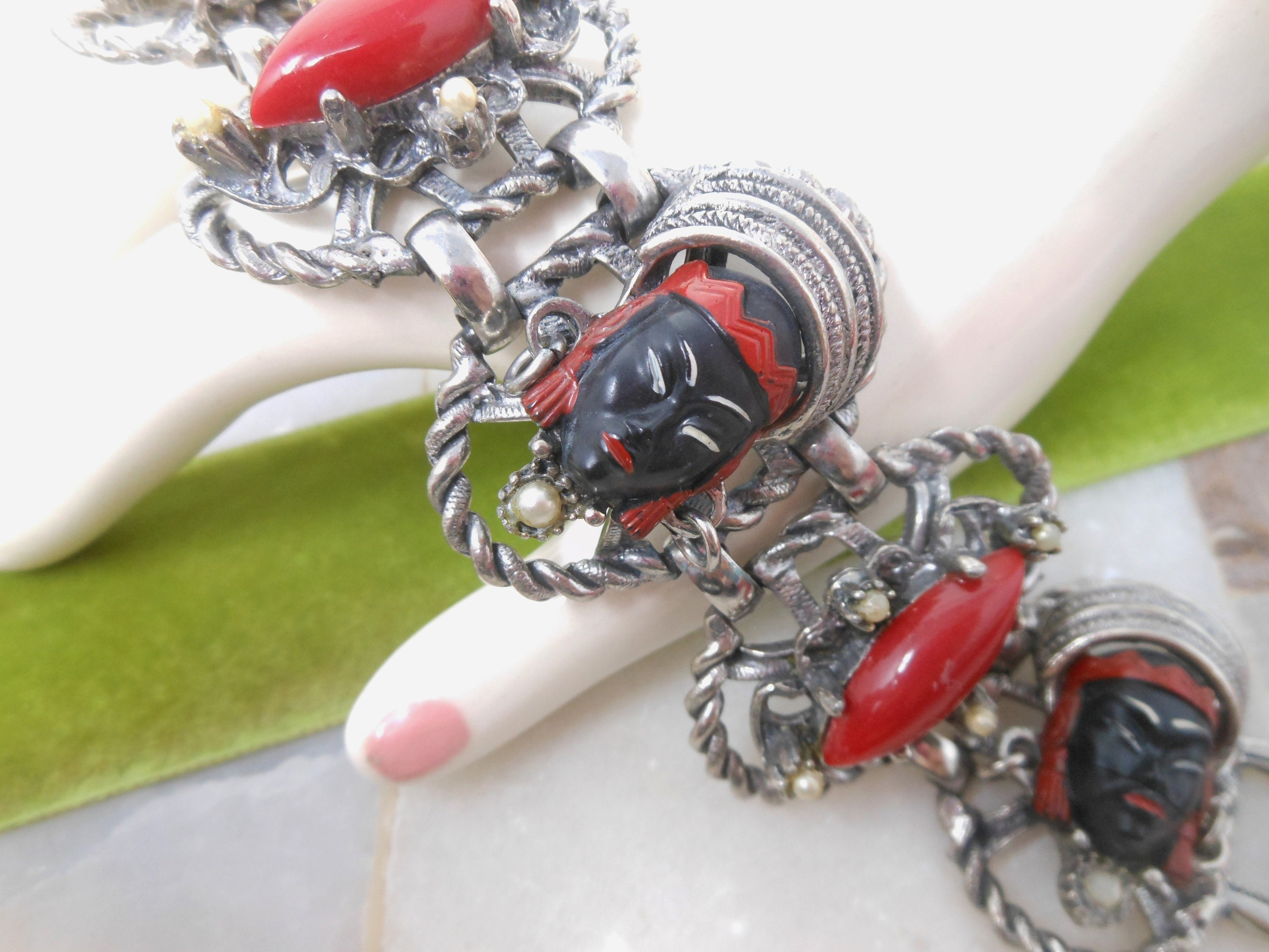 Vintage SELRO SELINI Chunky Bracelet African Princess Mask | Etsy