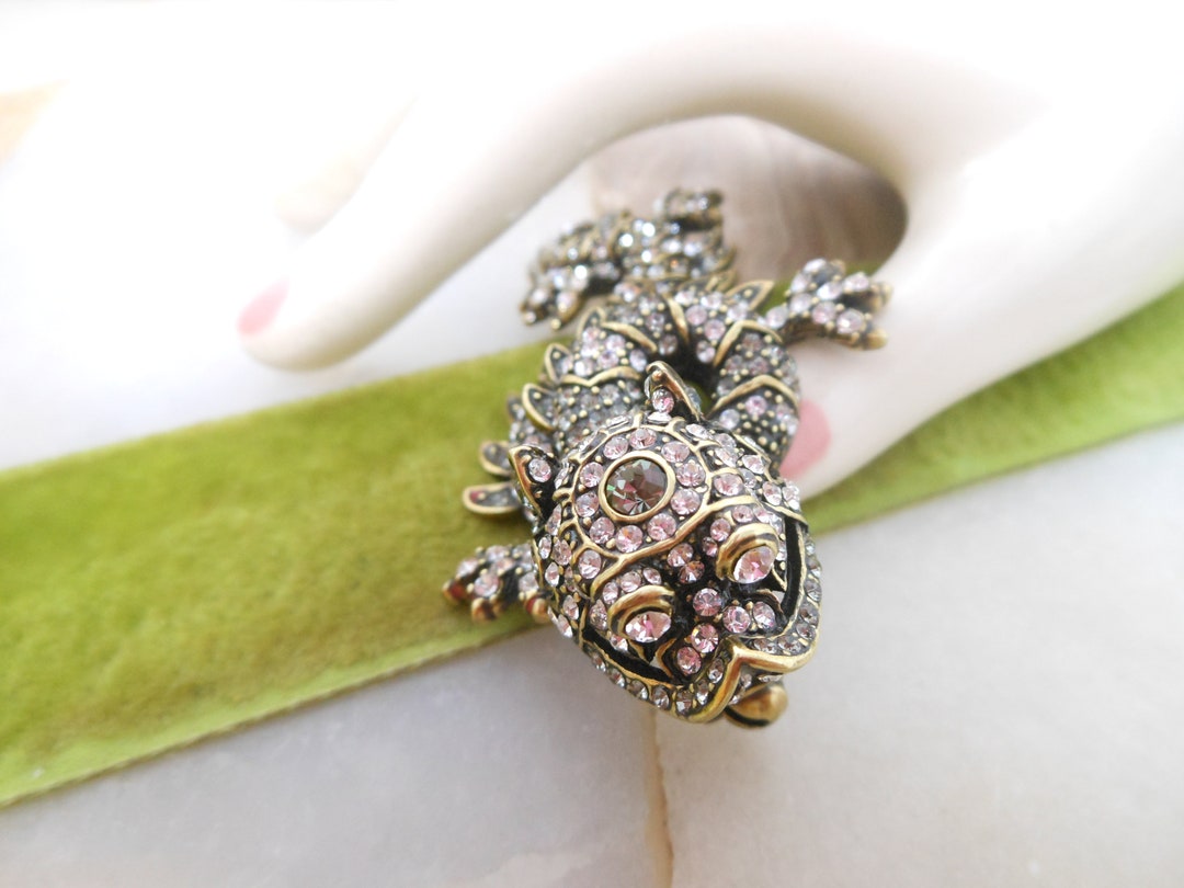 Vintage HEIDI DAUS Brooch Foo Dog Rhinestone Pin Crystal Bold Designer ...