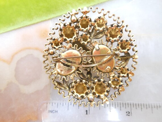 Vintage AUSTRIA Ornate Brooch Crystal Pin Rhinestone … - Gem