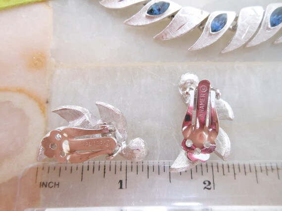 Vintage KRAMER Necklace Earrings Set Blue Crystal Rhi… - Gem