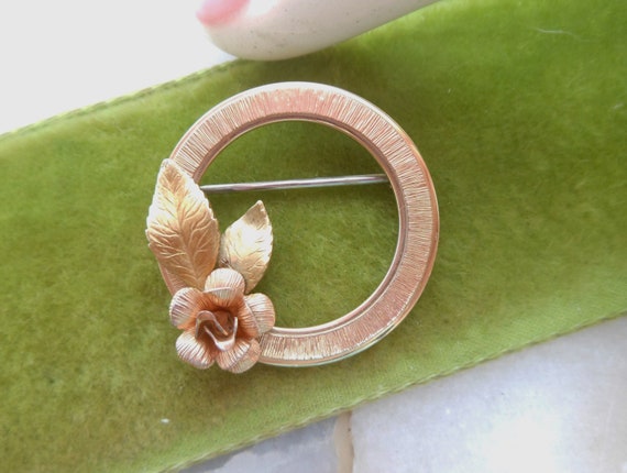 Vintage KREMENTZ Flower Rose Designer Brooch Gold Ove… - Gem