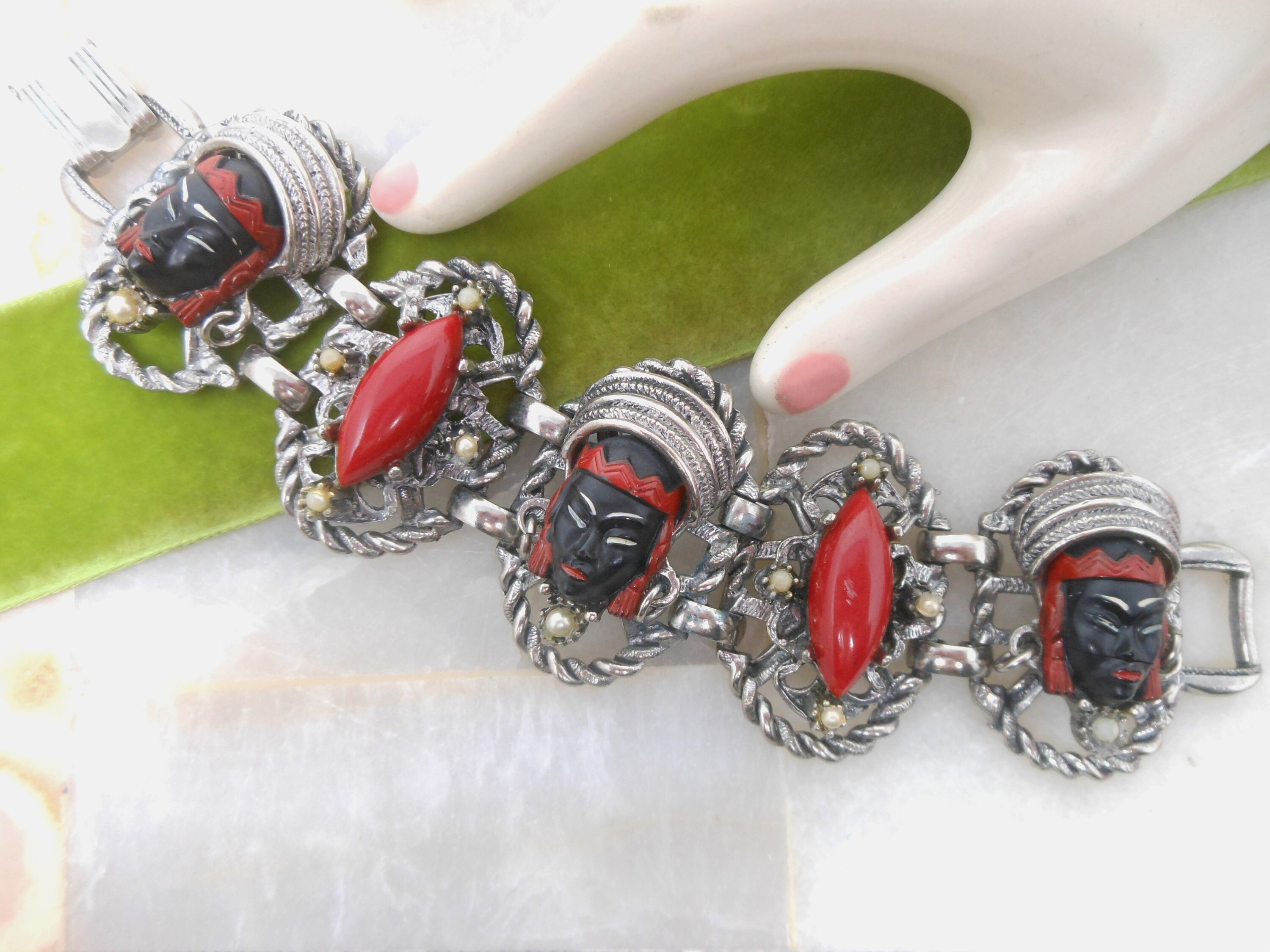 Vintage SELRO SELINI Chunky Bracelet African Princess Mask | Etsy