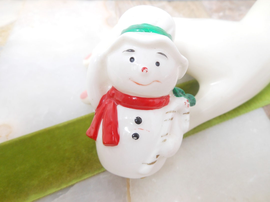 Vintage Miniature Snowman Christmas Candy Cane Bone China Taiwan ...