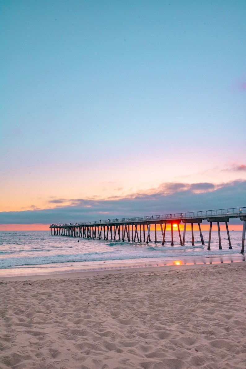 Hermosa Beach Pier California Sunset Photo - Digital Download - Etsy