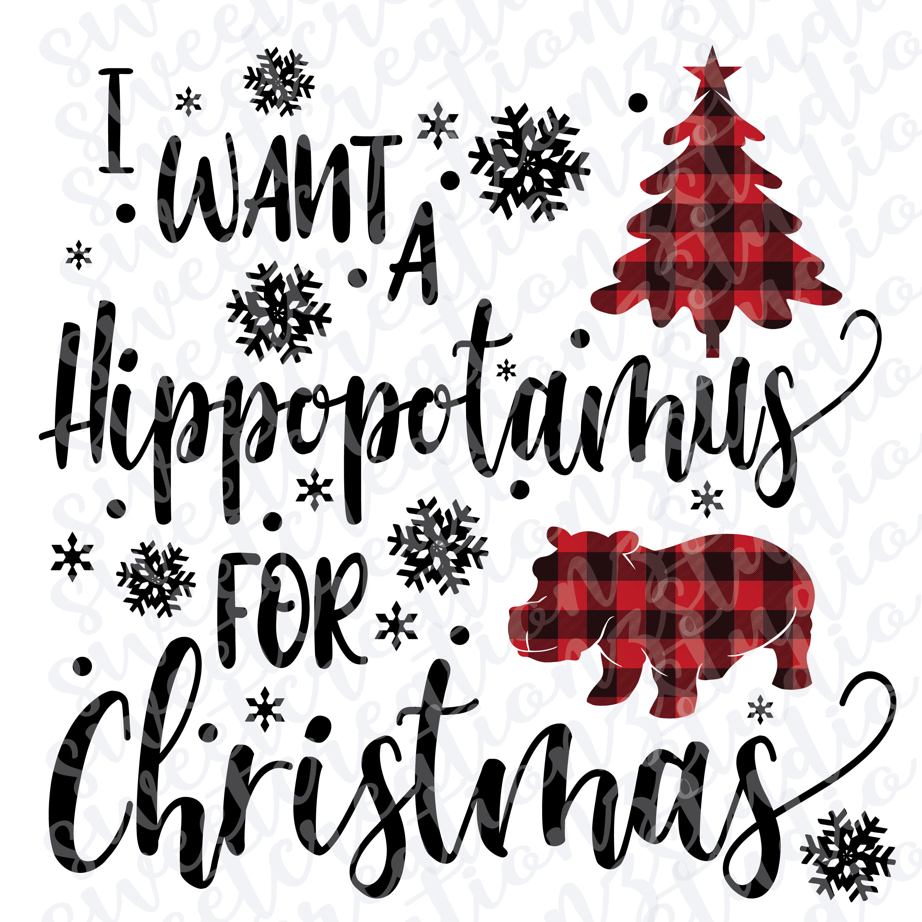 I Want a Hippopotamus for Christmas Design svg png | Etsy