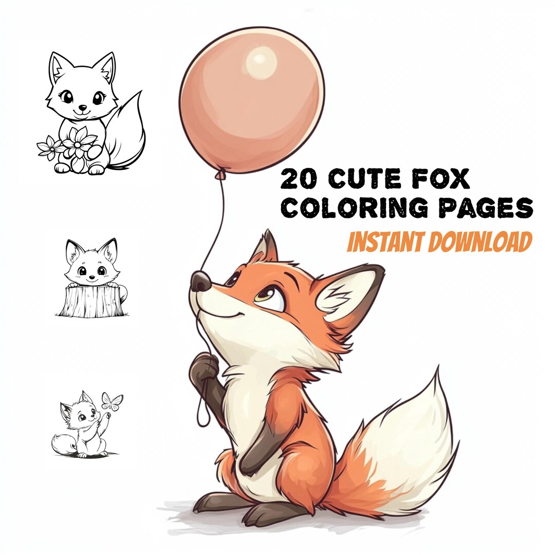 20 Cute Fox Coloring Pages for Kids – Kawaii Animal Printable PDF ...