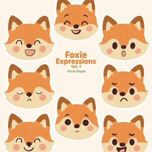 Cute Fox Face Expressions Sticker Sheet – Kawaii Animal Stickers for ...