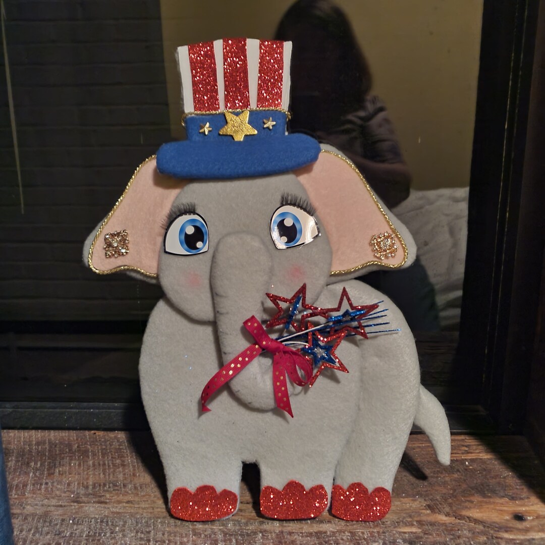Patriotic Elephant Wreath Attachment USA 4th of July Memorial Day ...