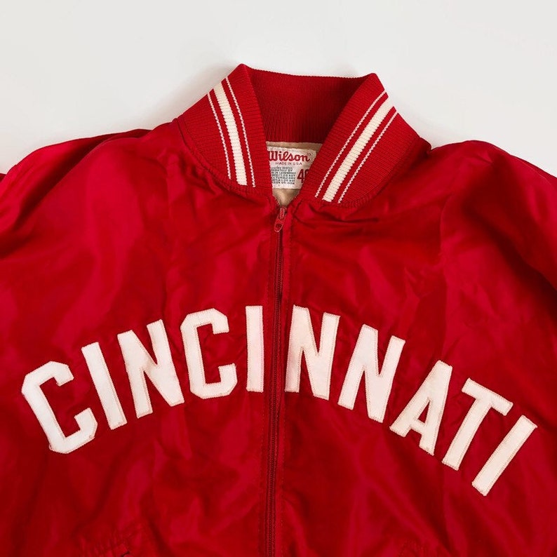 Cincinnati Reds Authentic Game Issued MLB Wilson Satin Baseball Jacket ...