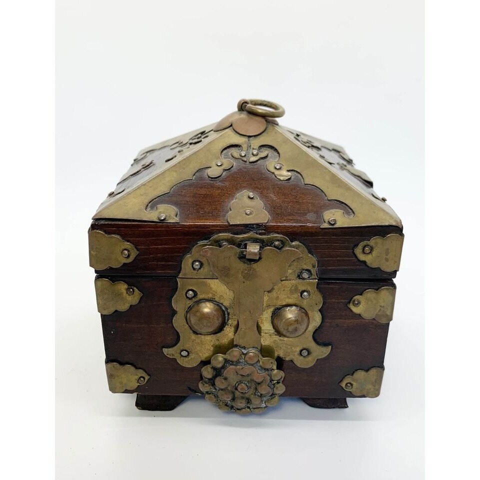 Vintage Asian Wooden and Brass Decorative Box - Etsy