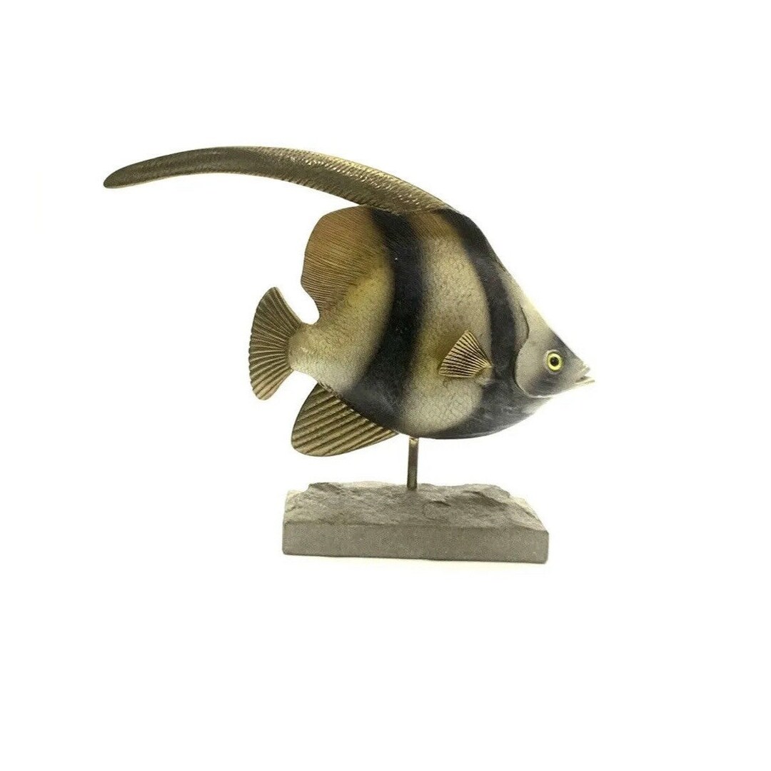 Fish Sculpture Tropical Moorish Statue on Stand Vintage Italian ...