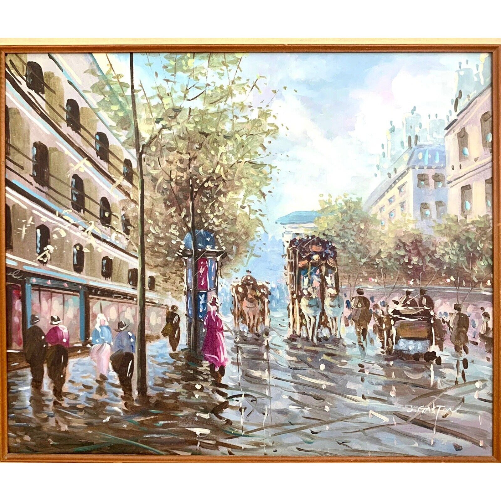 Painting Paris City Scenery Oil on Canvas Signed J.gaston Vintage Art ...