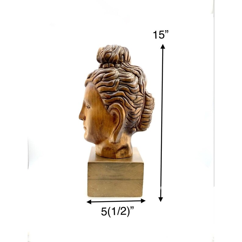 Bust Head Carved Wooden Figurine Vintage Zen Yoga Room Decor Statue - Etsy