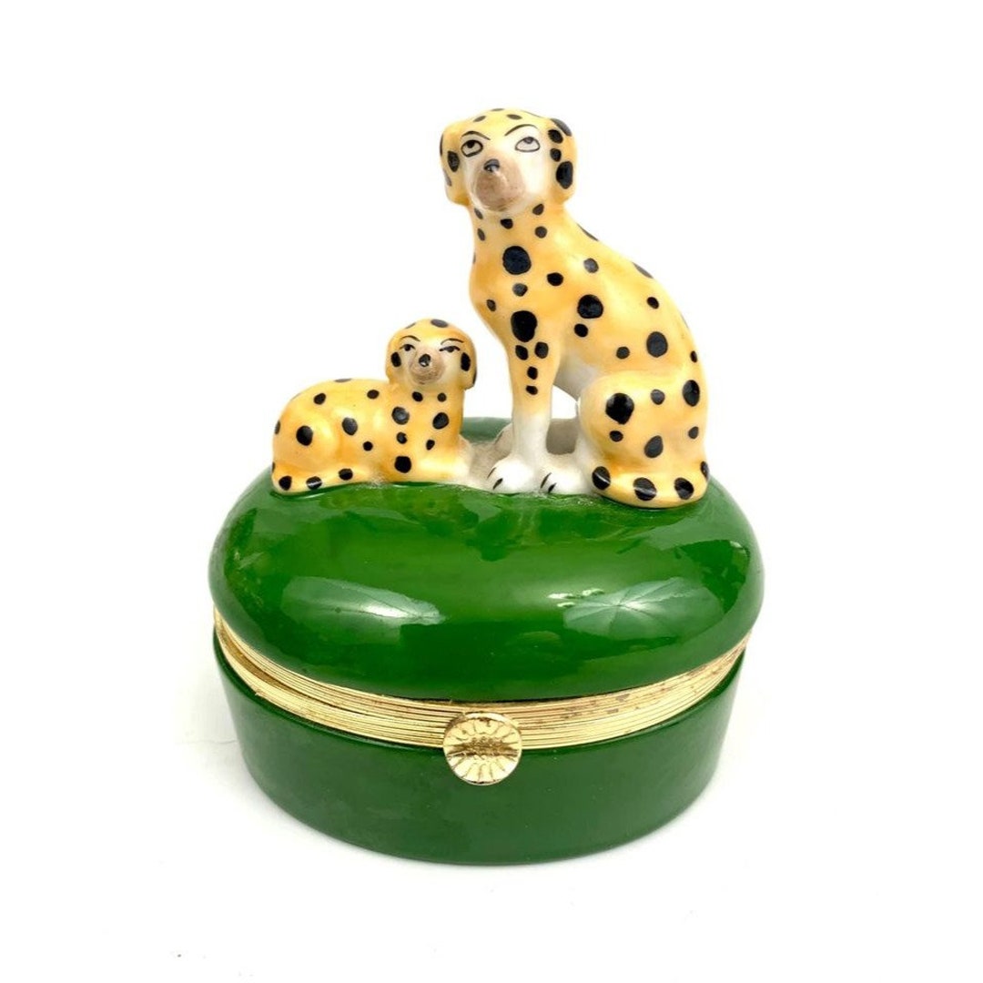 Vintage Trinket Box With Adorable Dogs on Top Great Gift Idea - Etsy