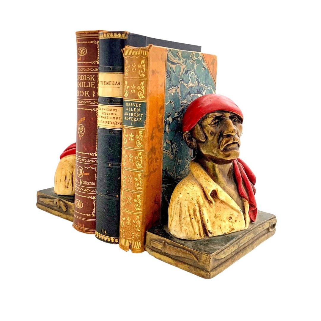 Pirate Bookend Pair Buccaneer Bronze Old Vintage Decor - Etsy
