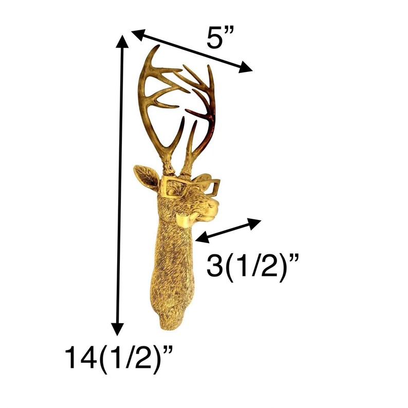 Deer Head Stag Bust Mr Buck With Glasses Resin Wall Mount Whimsical ...