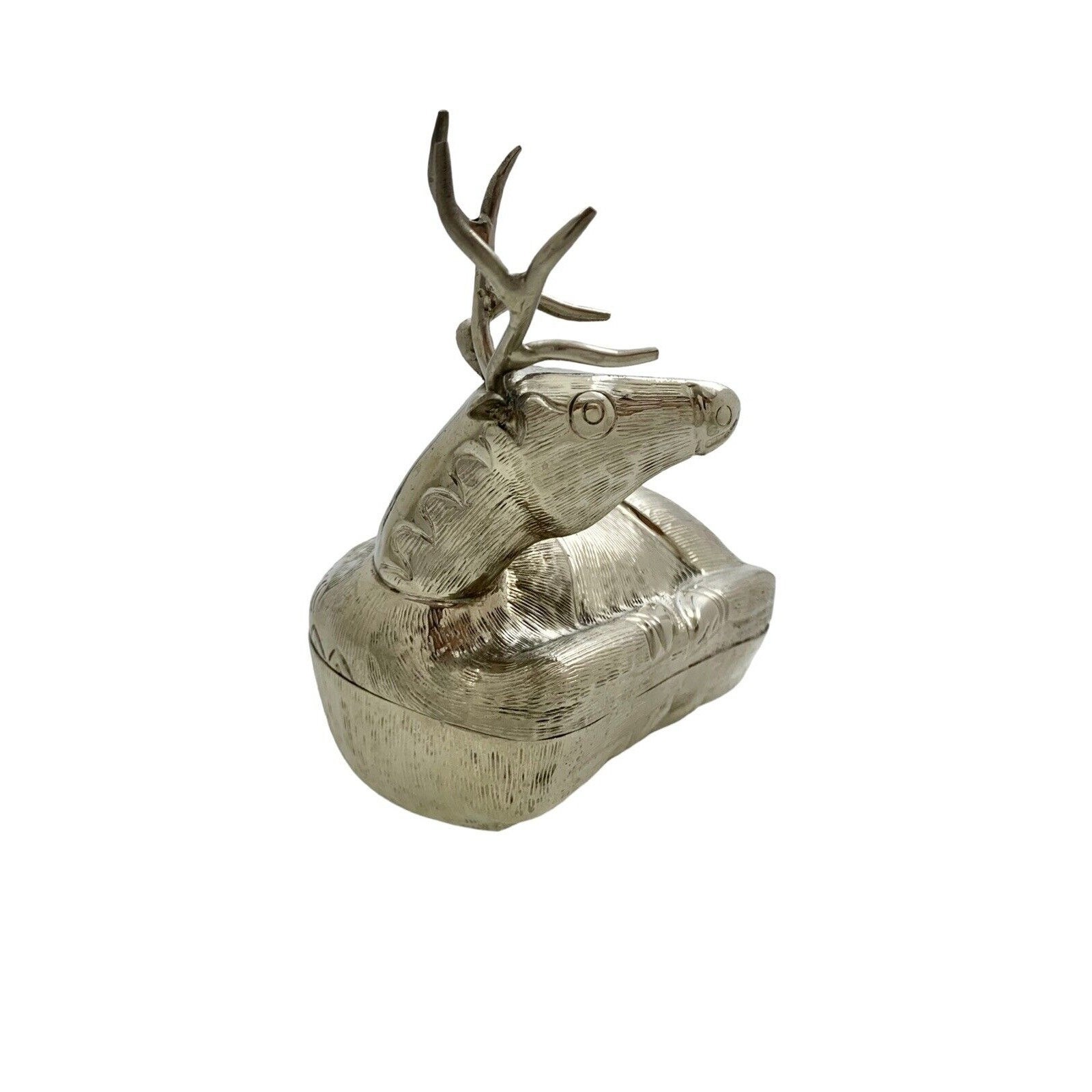 Deer Shape Box Metal Reindeer Lidded Contianer Unique Vintage Decor ...