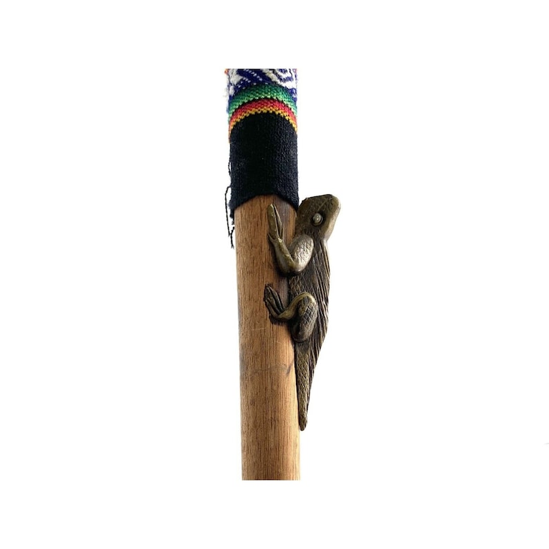 Cane Walking Stick Carved Tiki Detailed Horn Handle Vintage Tribal ...