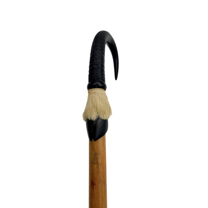 Cane With Horn Design Handle Walking Stick Tribal Decor Vintage ...