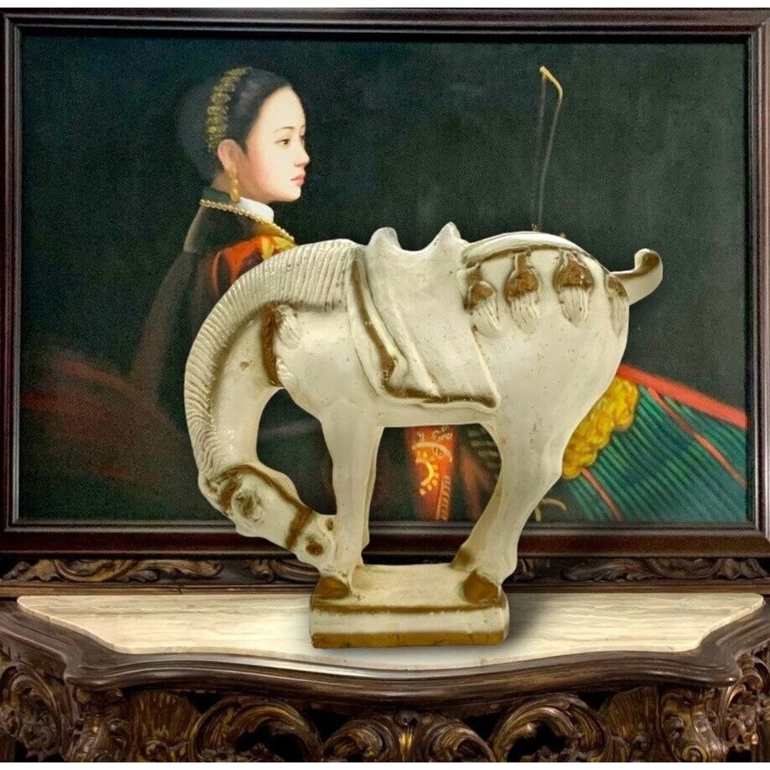 Tang Horse Figurine Large Plaster Statue Vintage Oriental Decor - Etsy