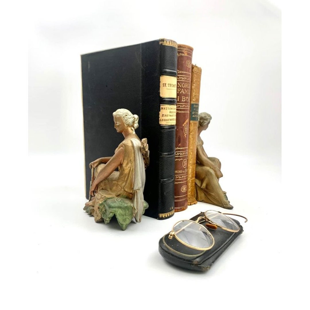 Vintage Greek Style Seated Lady Metal Bookends - Etsy