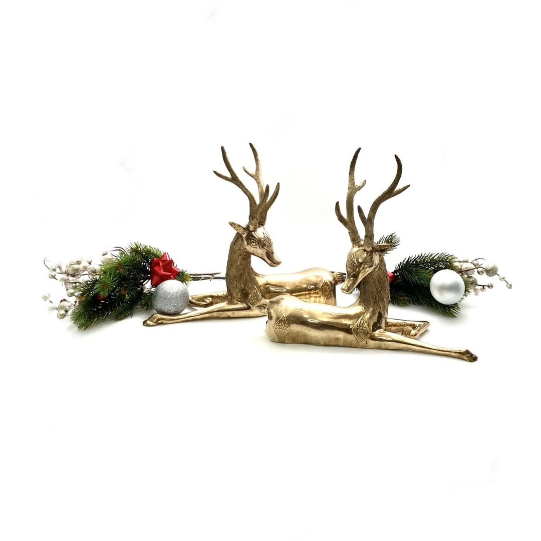 Deer Statues Brass Stag Figurine Pair Metal Vintage Decor - Etsy