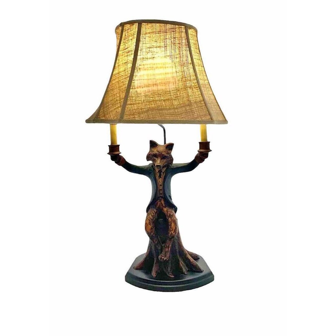 Fox Lamp in Suit Large Signed Huebbe 1988 Vintage Whimsical Equestrian ...