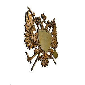 Coat of Arms Plaque Crowned Double Head Eagle Royal Metal Sign Vintage ...