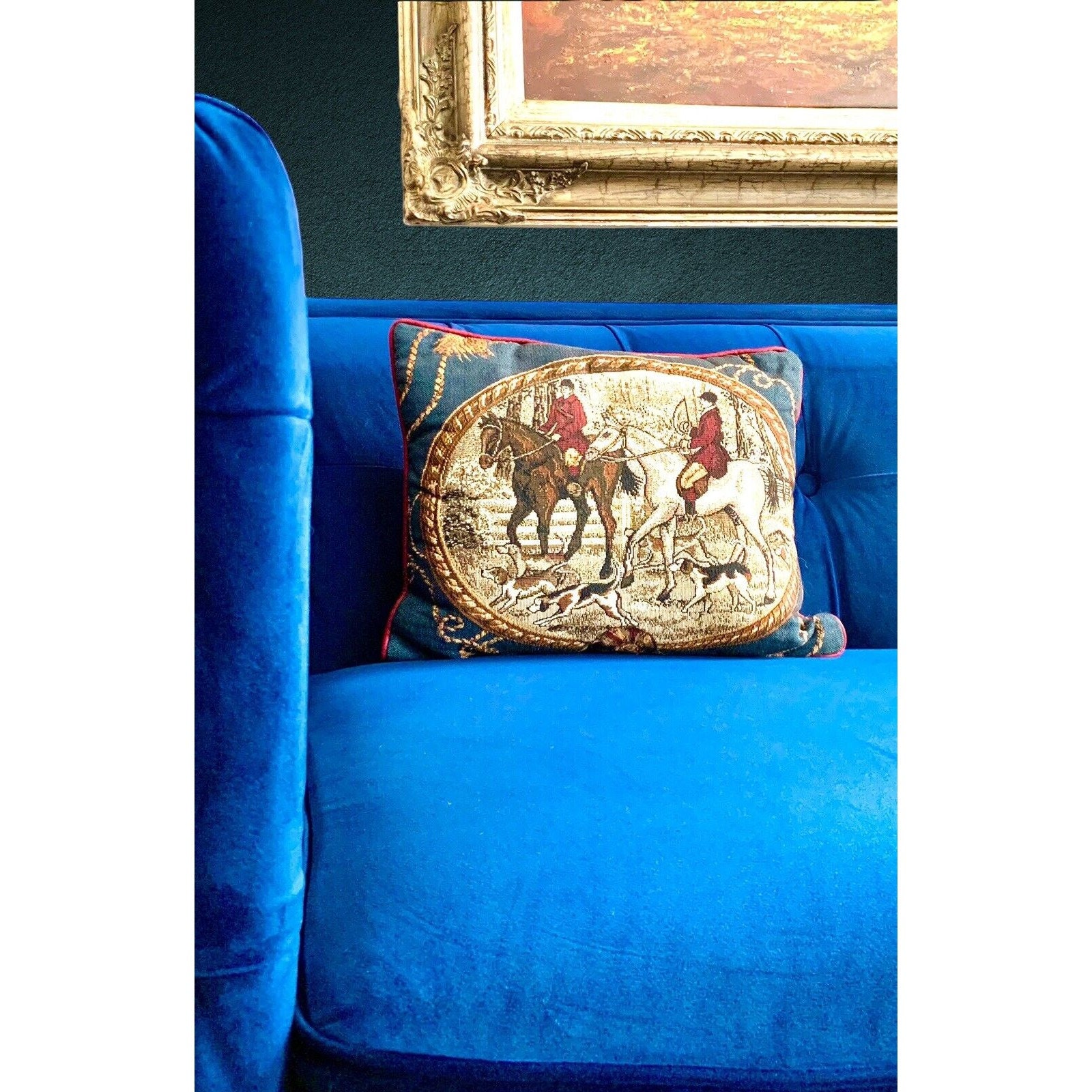 Fox Hunt Tapestry Design Decorative Pillow Vintage Equestrian Decor - Etsy