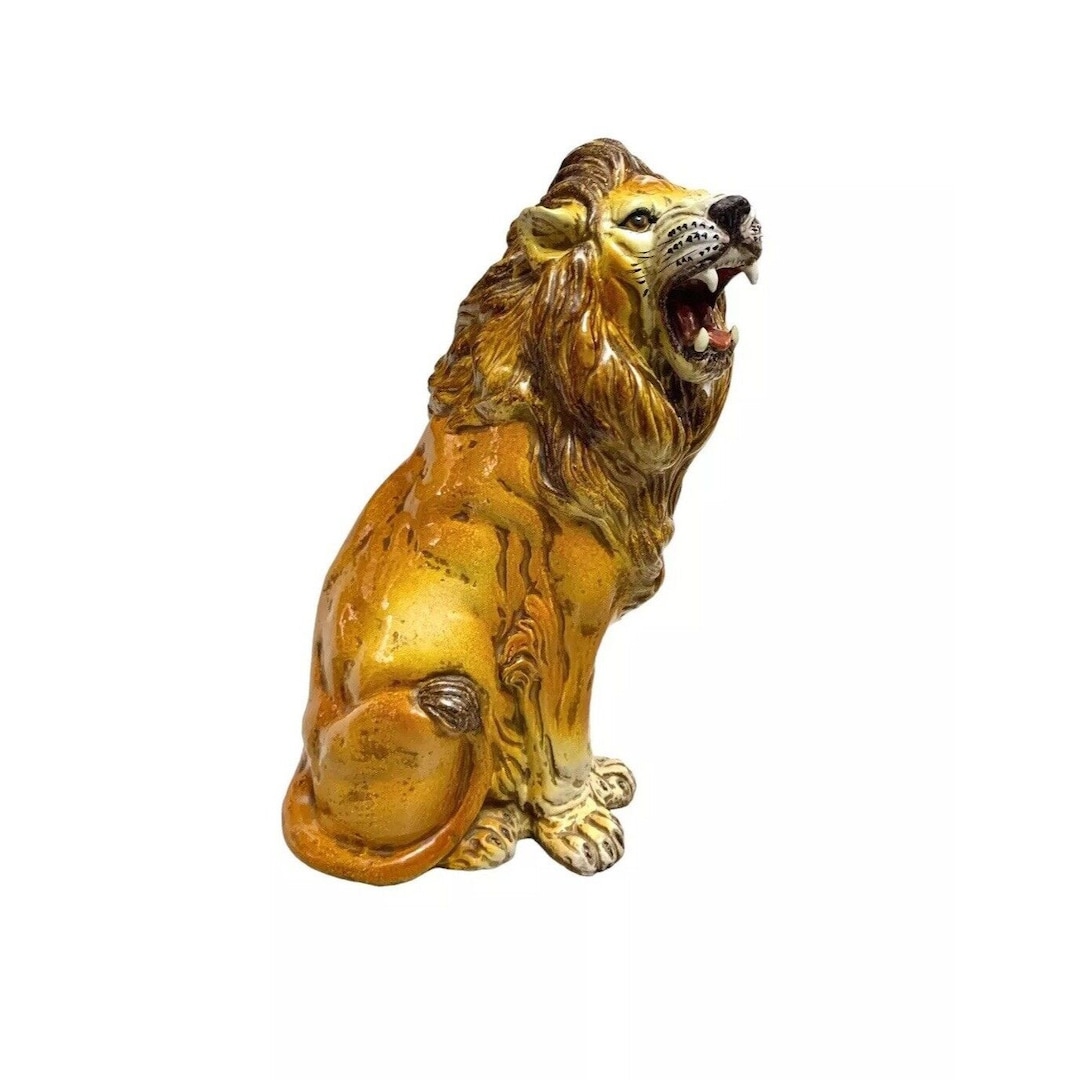 Lion Sculpture Large Ceramic Statue Vintage Safari Decor - Etsy
