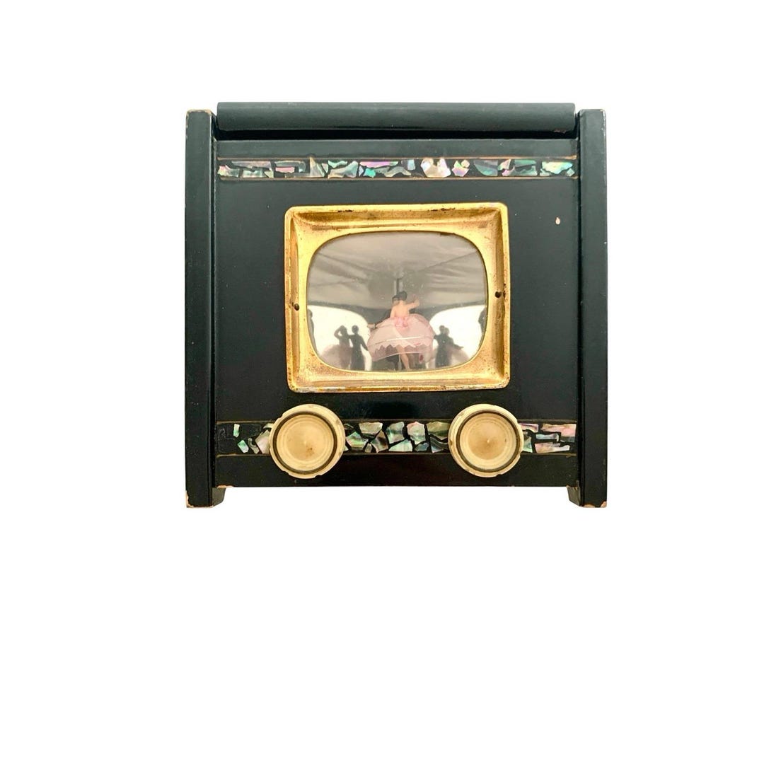 Trinket Box Dancing Ballerina Wind up TV Music Box Lacquered Rare ...