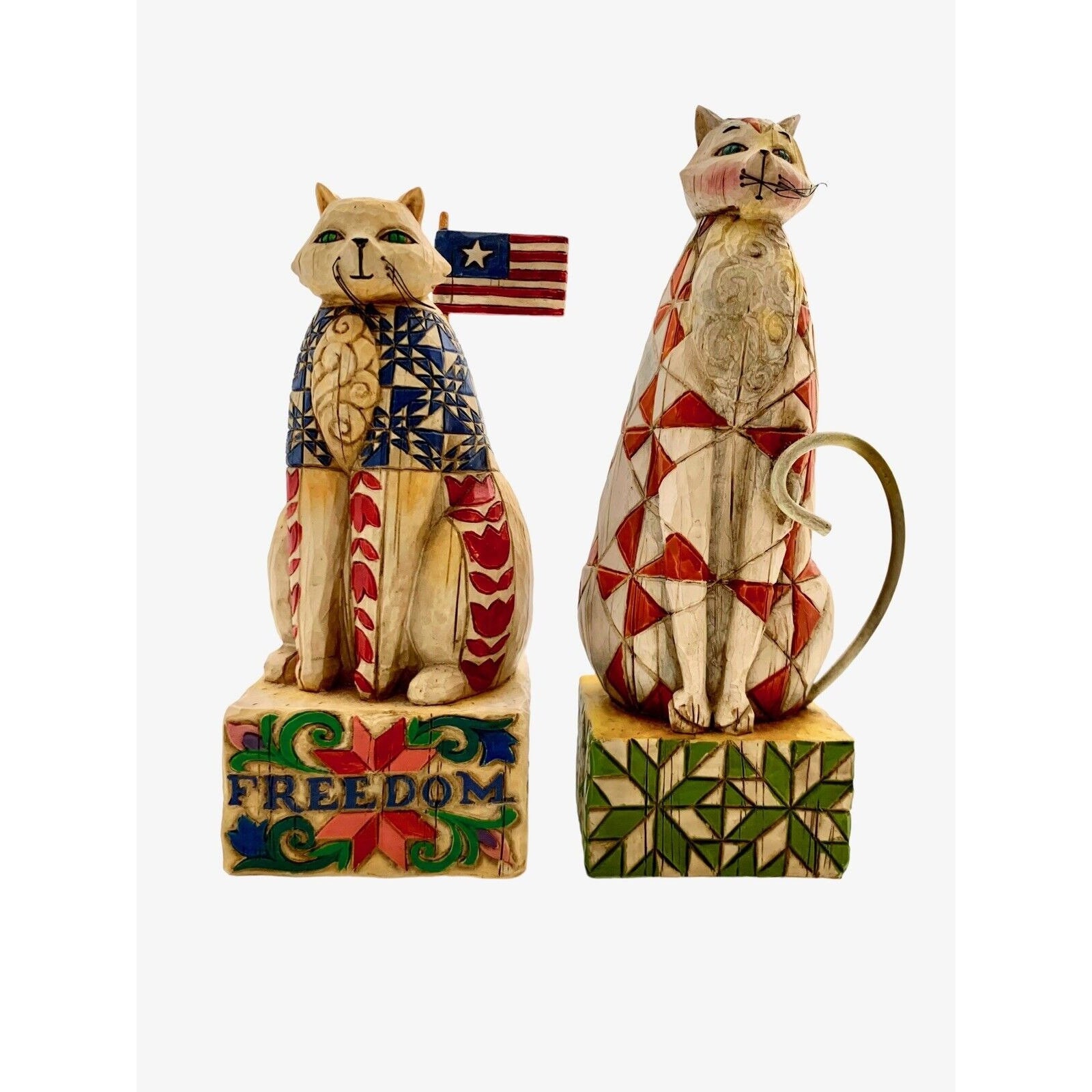 Jim Shore Freedom Cat Pair American Flag Heartwood Creek Patriotic ...