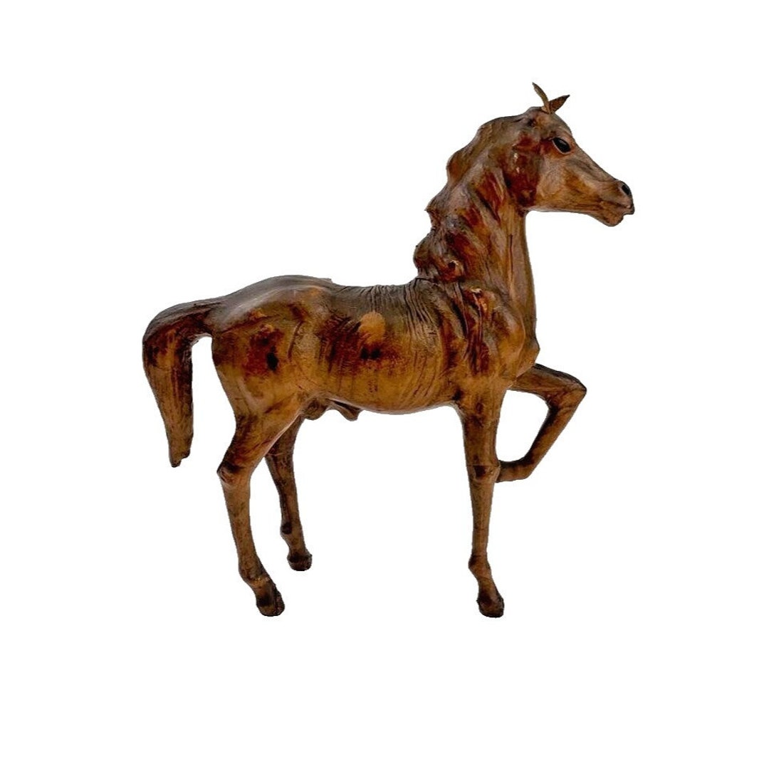 Horse Figurine Leather Wrapped Statuette Vintage Equestrian Decor - Etsy